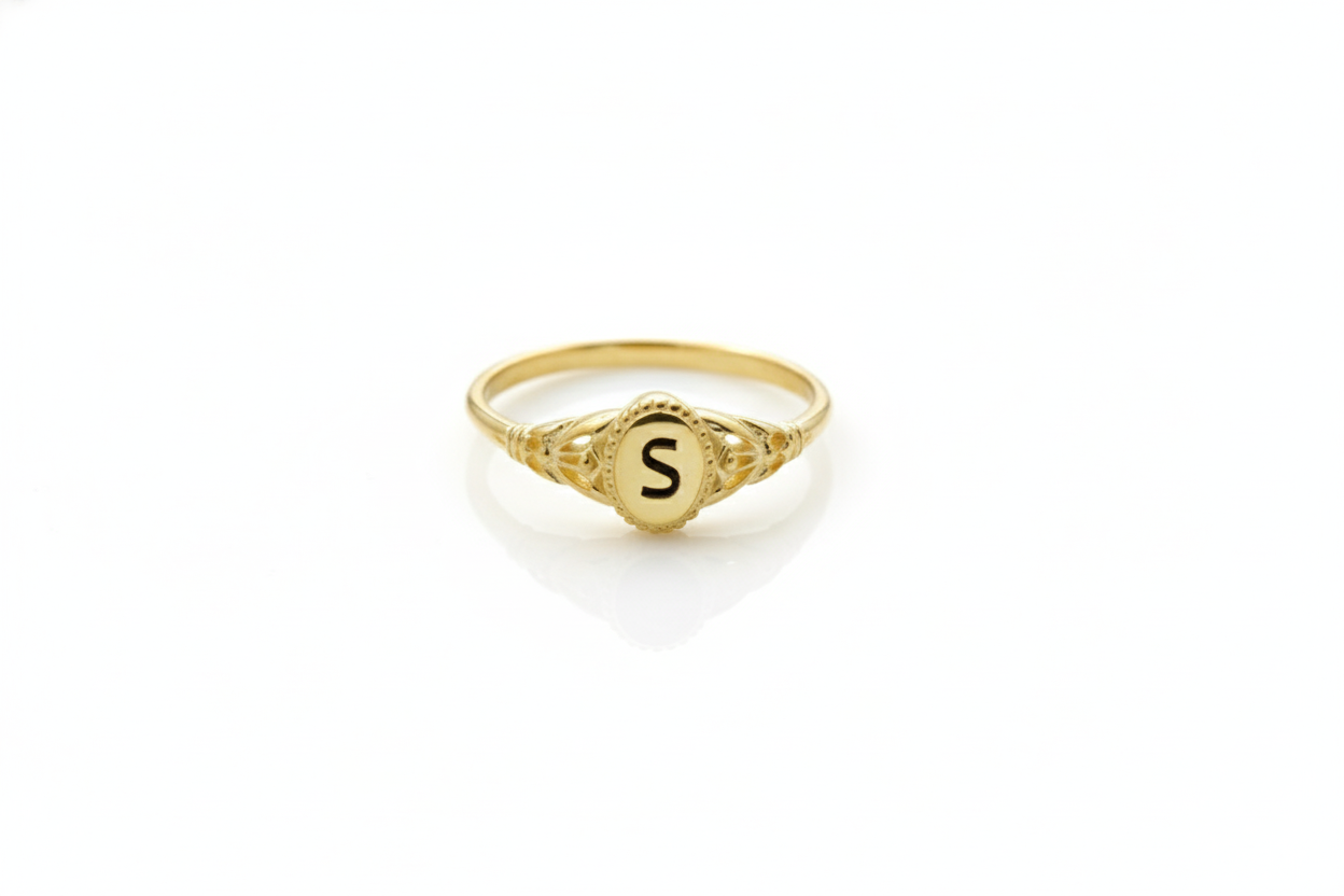 Vintage Design Custom Initial Pinky Ring in 925 Sterling Silver ...